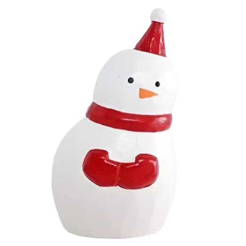 Figurine en bois série de Noël "se blottir" - Bonhomme de Neige chez